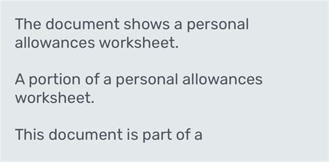 Solved The Document Shows A Personal Allowances Worksheet A Portion Of A Personal Allowances