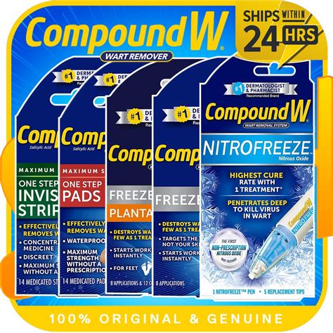 Compound W Wart Remover Strips Nitrofreeze Freeze Off Fast Acting
