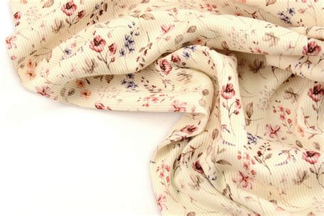 Rib Jersey Flowers Aelan Creme Yes Fabrics