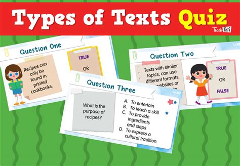 Types Of Texts Quiz Teacher Resources And Classroom Games Teach This
