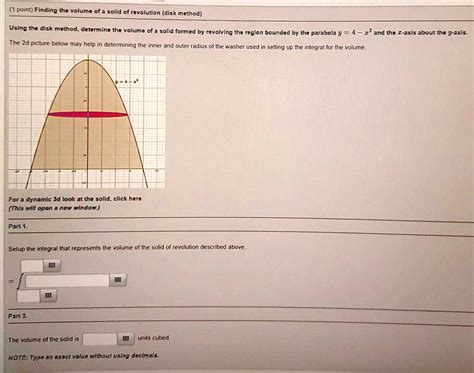 solved pointl finding the volume of j solld of revolution disk method