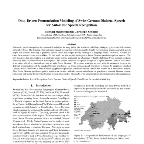 data driven pronunciation modeling of swiss german dialectal speech for