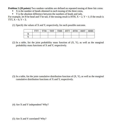 Solved Problem 5 20 Points Two Random Variables Are