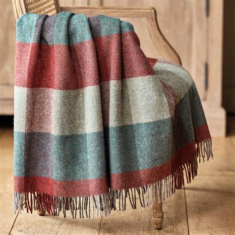 Teal Russet Harlequin Shetland Wool Throw Susie Watson Designs