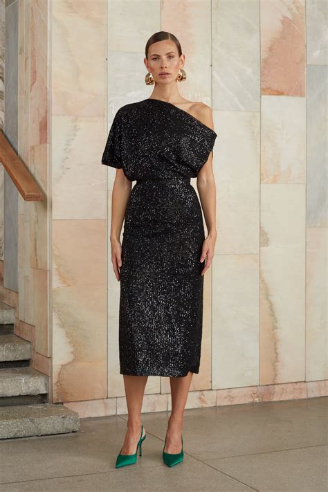 Black Sequin Asymmetric Evening Dress Margo Undress