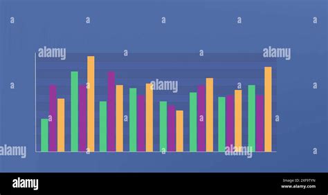 Image Of Statistical Data Processing Against Blue Background Stock