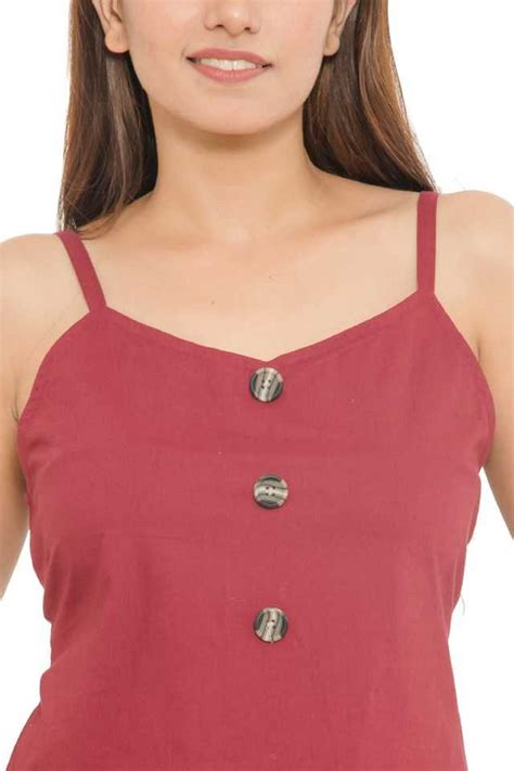 Women Cotton Red Sleeveless Top Etsy