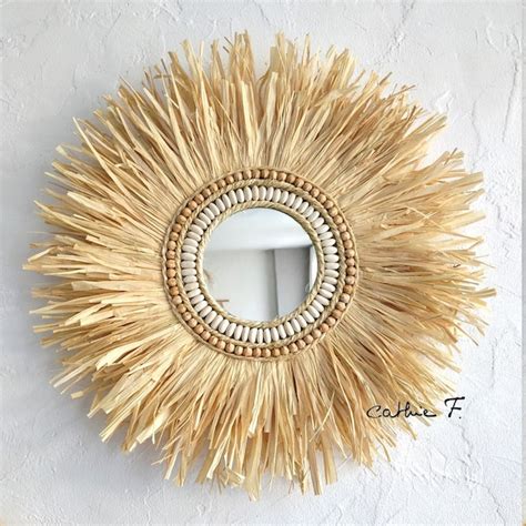 Mirror With Raffia Etsy