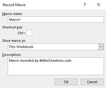 Excel Macros Recording