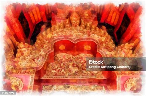 タイ北部の古代寺院と古代美術の建築風景イラスト印象派の水彩画 イラストレーションのベクターアート素材や画像を多数ご用意
