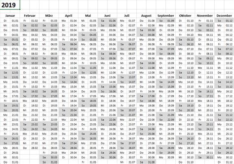 Dynamischer Kalender 2019 für Excel TOPTORIALS