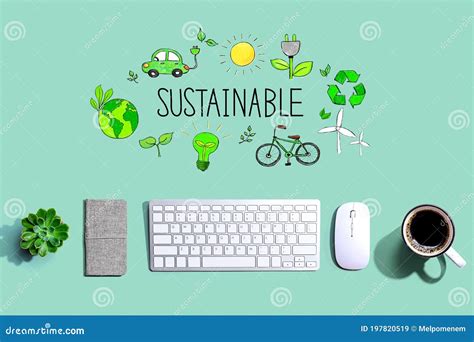 Sustainable With A Computer Keyboard Stock Image Image Of Keyboard
