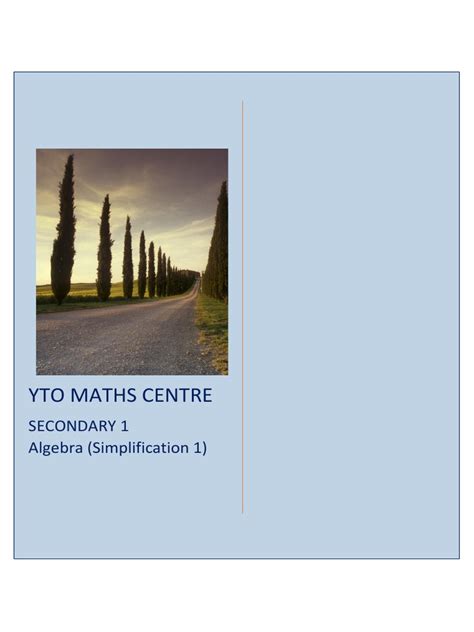 Secondary 1 Algebra Simplification 1 Pdf Mathematics Algebra