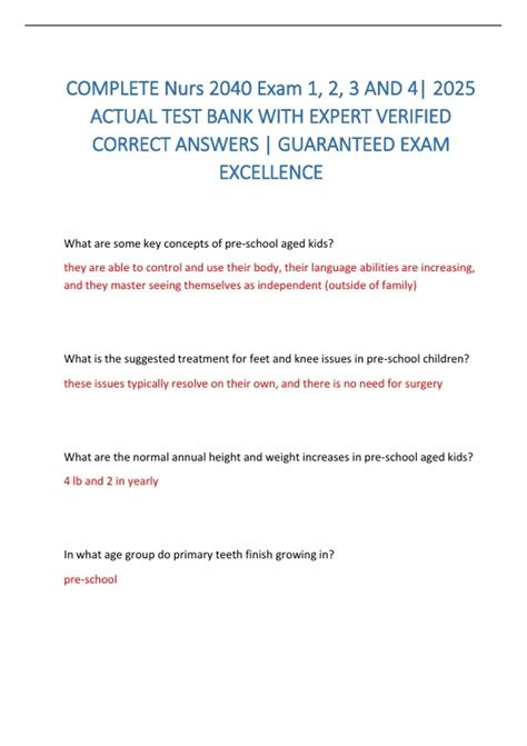 Complete Nurs 2040 Exam 1 2 3 And 4 2025 Actual Test Bank With Expert Verified Correct