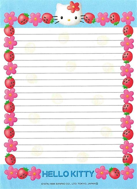 Hello Kitty Writing Paper Printable Stationery Letter Paper Writing