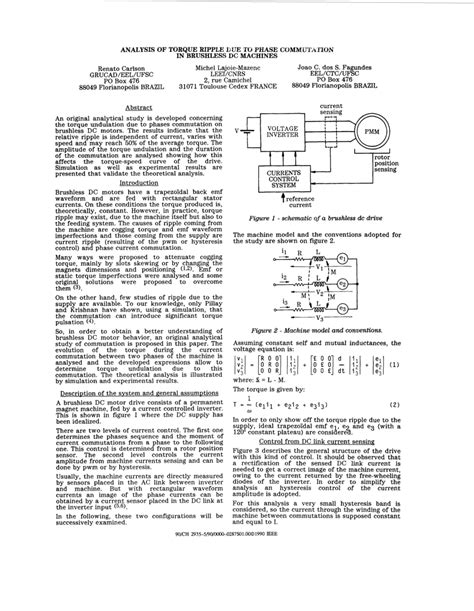 Pdf Analysis Of Torque Ripple Due To Phase Commutation In Brushless Dcmachines