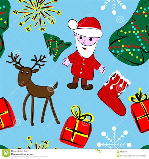 Happy New Year Seamless Pattern Stock Vector Illustration Of