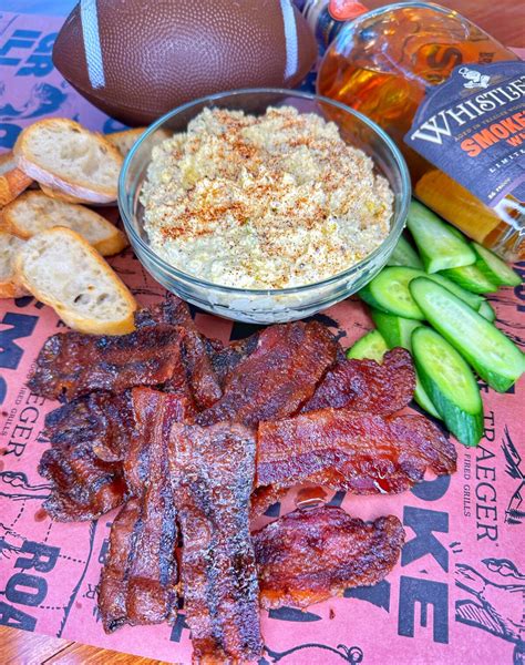 Traeger Smoked Deviled Egg Dip With Candied Bacon This Jew Can Que