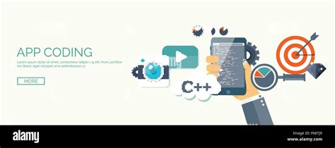 Vector Illustration Flat Background Coding Programming Seo Search