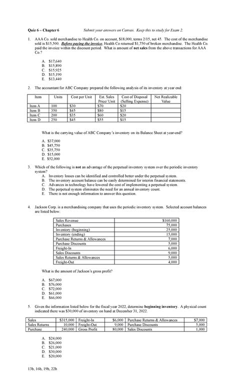 Quiz Chapter Blank Quiz Chapter Submit Your Answers On Canvas Keep This To Study