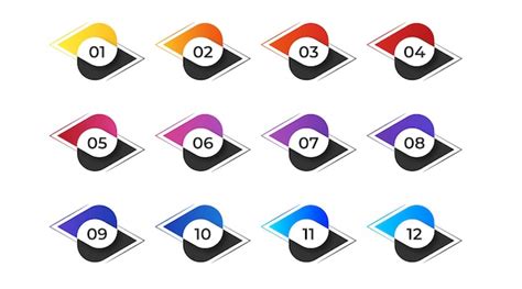 Premium Vector Stylish Bullet Points Numbers From One To Twelve