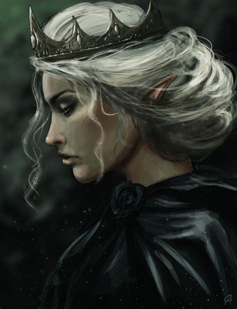 Cloaks White Hair Women Elves Fantasy Girl Fantasy Art Crown