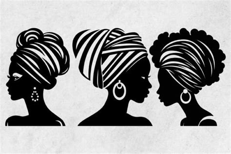 Afro Women In Turbans Silhouette Set Graphic By Digidreams · Creative