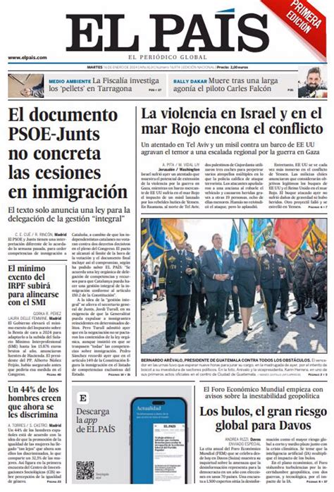Portadas De Los Periódicos Del Martes 16 De Enero De 2024