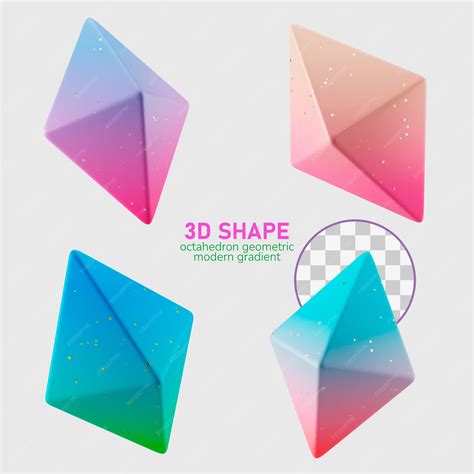 Premium Psd Multi Angle 3d Shape Octahedron With Modern Candy Color