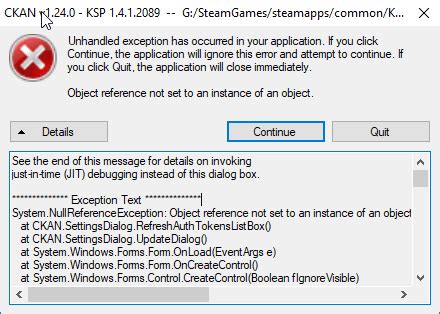 Installing Mods Fails CKAN InvalidModuleFileKraken Menu Error Issue KSP CKAN