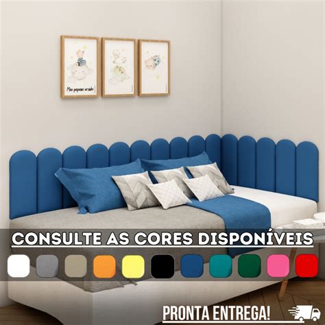 Jogo De Cabeceira Nuvem Modulada Estofada Adesiva Cama Solteiro Casal