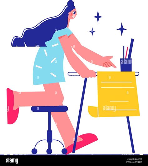 Brainstorm Team Work Composition With Female Character At Table Working