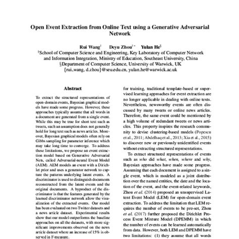 Open Event Extraction From Online Text Using A Generative Adversarial