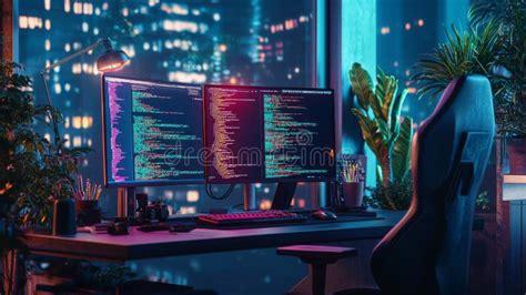 High Tech Hacking Tools On A Sleek Desk Cyberpunk Style Stock