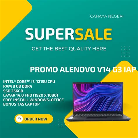 Jual Promo Laptop Lenovo V14 G3 Iap Core I3 Generasi 12 Ram 8gb Ssd