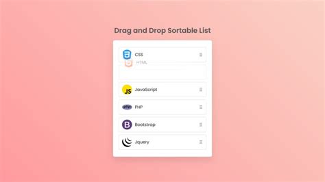 Drag And Drop Sortable List Using Html Css And Javascript With Source