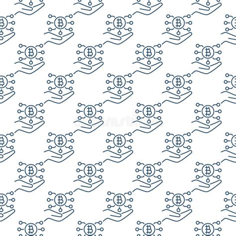 Bitcoin Technology On Hand Vector Cryptocurrency Outline Seamless Pattern Stock Vector