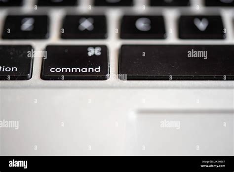 Close Up Of Keyboard On Laptop With Command Button Main Focus Stock