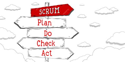 Premium Photo Scrum Concept Plan Do Check Act Outline Signpost With Five Arrows