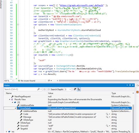 Asp Net Core C Graph API TranslateExchangeIds PostAsync Method Not Allowed Stack