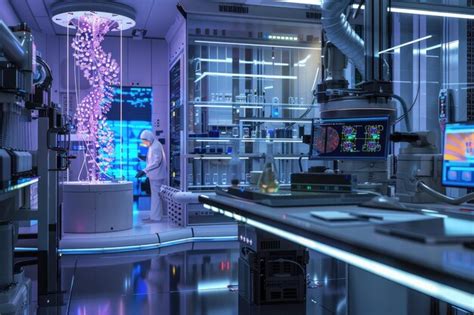 Premium Photo Bio Engineering Lab With Ai Assisting Scientists In