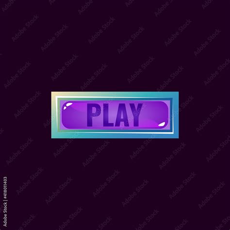 Game Ui Jelly Play Button With Fantasy Blue Border For Gui Asset Elements Vector Illustration