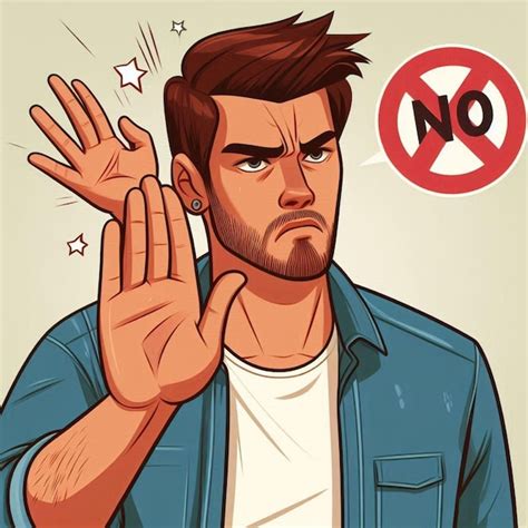 A Cartoon Of A Man With A Sign That Says No Premium Ai Generated Image