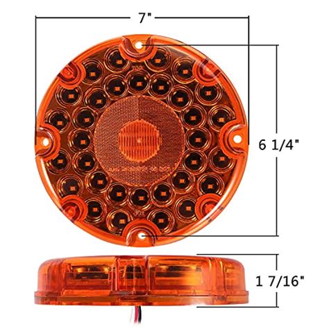 Partsam Lot de 2 feux arrière ronds de 17 8 cm avec 36 LED ambrées de