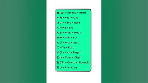 ශරීරයේ කොටස් Main Parts Of Body ජපන් භාෂාවෙන් කියන්නේ කොහොමද