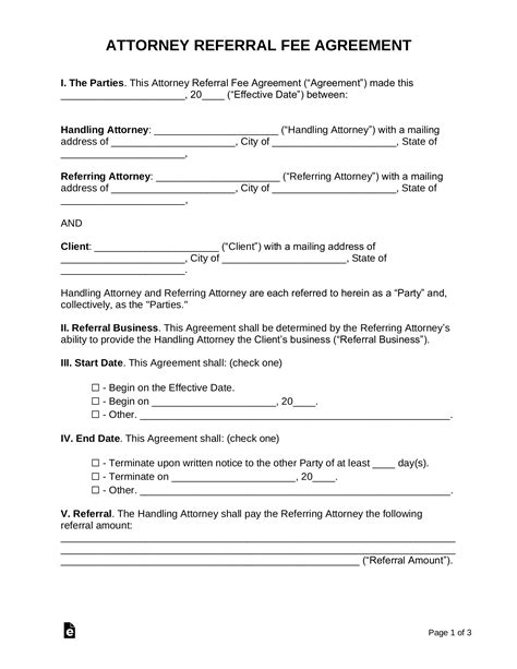 Free Referral Fee Agreement Template