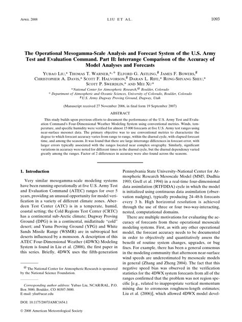 Pdf The Operational Mesogamma Scale Analysis And Forecast System Of The U S Army Test And