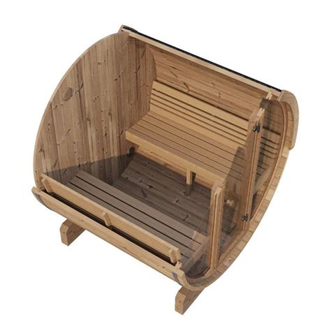saunalife ergo e7g 4 person barrel sauna with glass front — secret saunas
