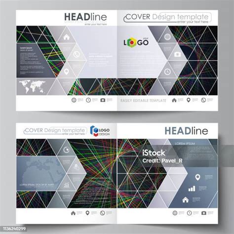 스퀘어 디자인 Bi 배 브로셔 잡지 전단지 소책자 또는 보고서에 대 한 비즈니스 템플릿 커버 리플 렛 추상적인 벡터 레이아웃
