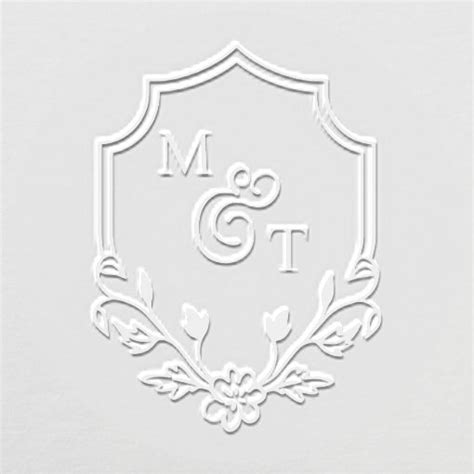 Elegant Floral Leaf Emblem Wedding Crest Monogram Embosser Zazzle